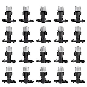 Plastic Mist Nozzle Sprinkler Tee Joints Spray Heads for Misting Watering Plant Flower Cooling System Home Garden Irrigation, 20pcs (Black)