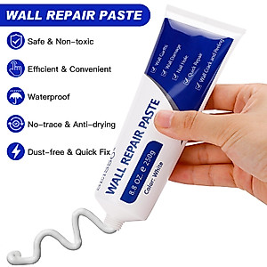 SEISSO Drywall Repair Kit, 500 g Wall Mending Agent- 2 Pack, Wall Spackle Repair Kit with Scraper, Patch for Wall Hole Filler, White Spackle Wall Repair Paste, Plaster Dent