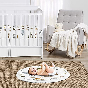Sweet Jojo Designs Jungle Animals Baby Playmat Tummy Time Infant Play Mat Dark Hunter Green Yellow Grey Rust Orange Black White Wildlife Safari Animal Gray Elephant Giraffe Lion Monkey Leopard Bird