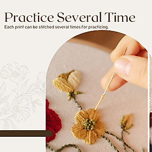 Embroidery Starter Kit Beginners- 3 Pack Cross Stitch Kits with Cute Flowers and Plants Patterns with Embroidery Hoop and Color Threads for Adults Kids