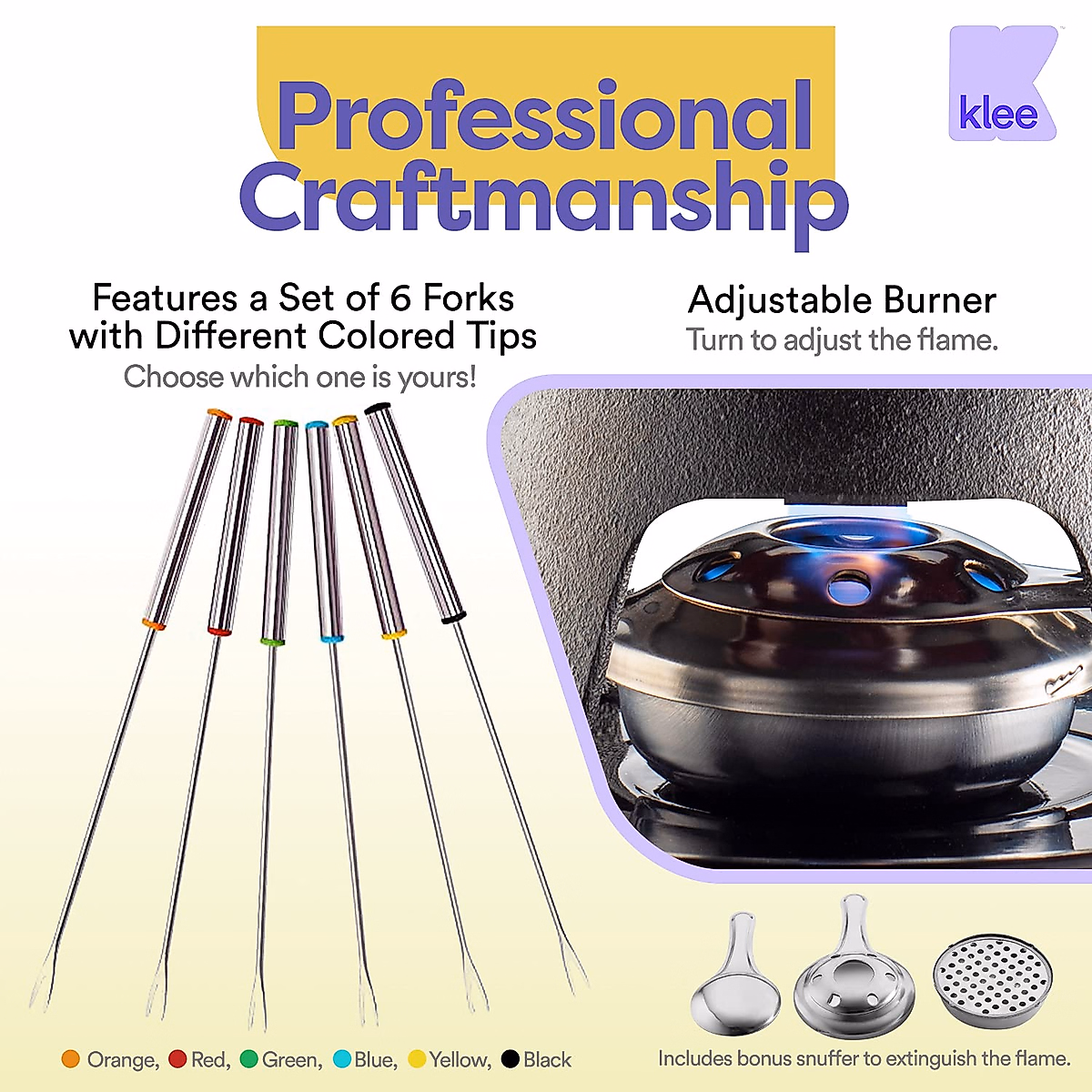 Klee 12-Piece Cast Iron Fondue Set with Red Fondue Pot, 6 Fondue Forks, Fondue Burner and Fondue Pot Base, 44 oz
