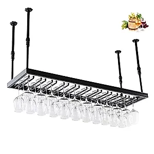 Stylish Simplicity Industrial Simple Wine Glass Hanger Bar Floating Stand Adjustable Kitchen or Office Cutlery Bottle Holder Vintage Iron Inverted Goblet Holder Wine Glass Holder (Bronze 120 * 35Cm)