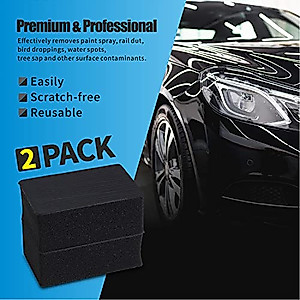 2 Pack Clay Block for Auto Detailing Car Surface Cleaning by WEST HORSE - Clay Bar Sponge - Clay Car Faster (4.6 in. x 3.5 in. x 1.7 in.) , Black
