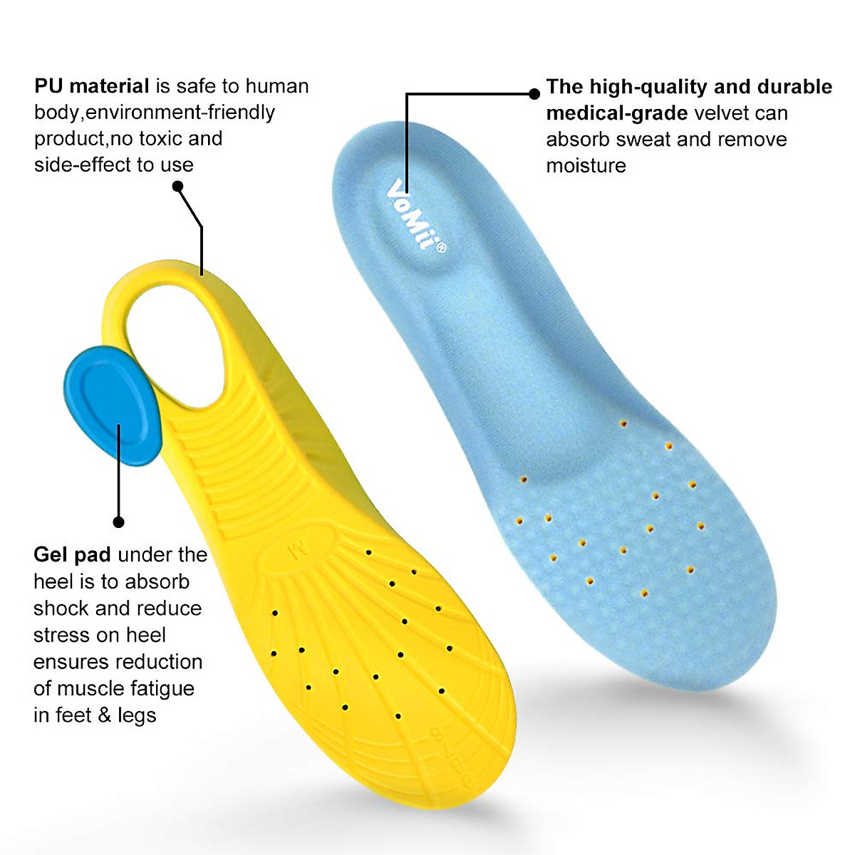 Shoe Insoles for Kids and Women, Memory Foam Insoles, Comfortable Sports Shoe Inserts for Shock Absorption and Relieve Foot Pain, Plantar Fasciitis Arch Support Insoles, S(Women 5-6/ Kids 2-5) Blue