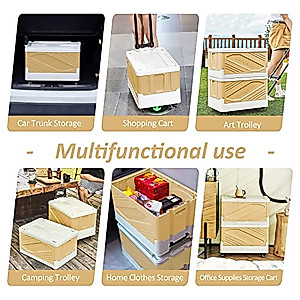 XCBYT Storage Bins with Wheels, Foldable Cart with Wheels Storage Bins Rolling Crate Collapsible Cart with Wheels Teacher Cart on 4 Universal Wheels Shopping Cart