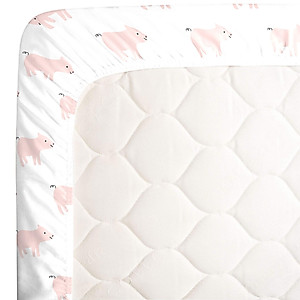 NoJo Piggy Pink and White Super Soft Mini Crib Sheet