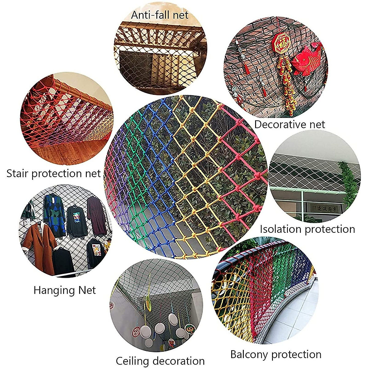 AWSAD Children Railing Safety Net Anti Falling Stairs Balcony Protection Net Nylon Rope Net Ceiling Net Hanging Clothes Net Playground Rope Mesh Color : 6mm Rope, Size : 1×10m(3×33ft)