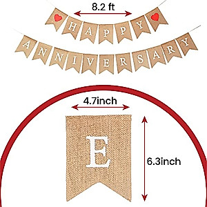 Mandala Crafts Happy Anniversary Banner Burlap Garland - Happy Wedding Anniversary Banner - Happy Anniversary Decorations for Party
