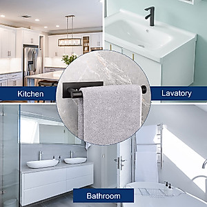 NearMoon Self Adhesive Hand Towel Holder/Towel Ring, Stainless Steel Hand Towel Bar Rustproof Stick on Wall-Towel Rack for Bathroom/Kitchen, Adhesive and Wall Mounted (1, Matte Black)