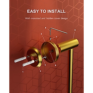 2 Pack Adjustable 16 to 27.6 Inch Single Gold Towel Bar, iMomwee SUS304 Stainless Steel Bath Towel Holder, Wall Mounted Towel Rail for Bathroom Kitchen Washroom, 1" Diameter Towel Rod with S Hooks