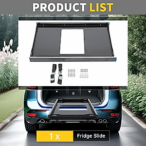 KUAFU Fridge Slide Compatible with 28 to 65L Fridges/Coolers, Universal Portable Vehicle Refrigerator Freezer Slide Mount, W/4 Buckle Straps, 280 LBS