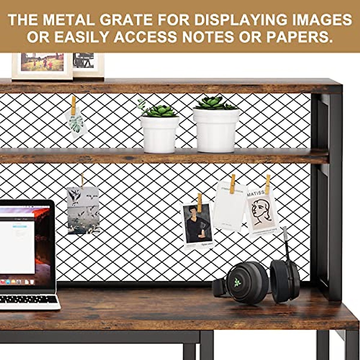 Tribesigns 67" Reversible Large Computer Desk with Hutch, Office Desk Study Table Writing Desk Workstation with 5 Storage Shelves 2 Tier Bookshelf for Home Office (Rustic Brown)