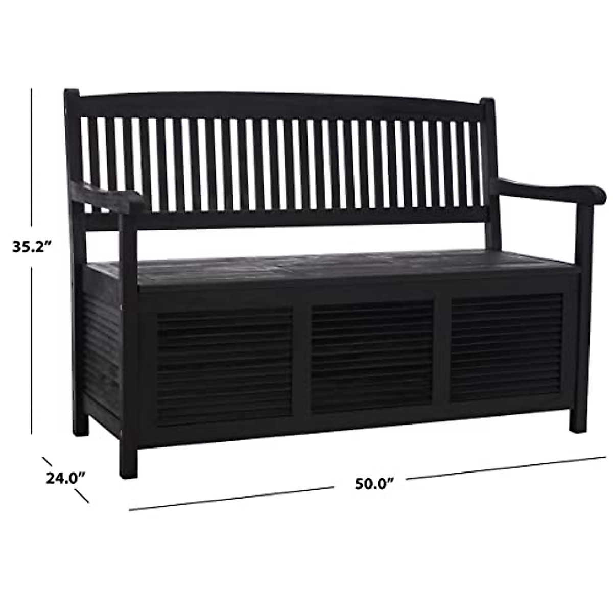 SAFAVIEH Outdoor Collection Brisbane Black Acacia Wood Storage Bench