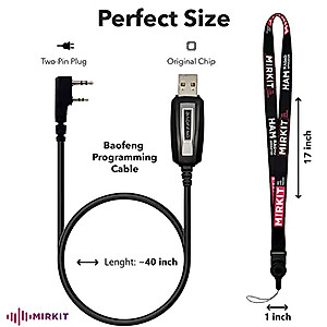 MIRKIT Baofeng Programming Cable for UV-5R and UV-82 for Two Way Ham Portable Radios: UV-5R,5RA,5R Plus,5Re,BF F8HP, BF-888S, UV82HP, 5RX3 and Lanyard