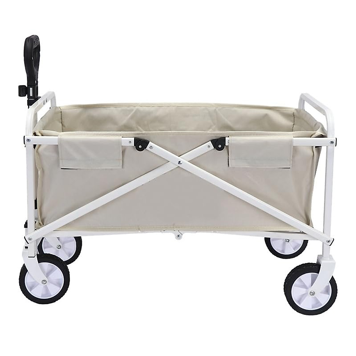 Folding Wagon Garden Cart,Camping Trolley Cart with Wheels Garden Beach Wagon Foldable Pull along Trolley for Beach,Camping,Weeding and Outdoor,White