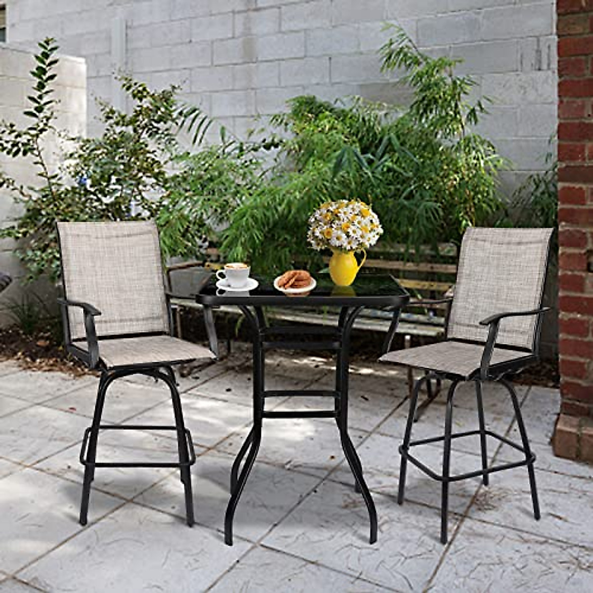 Vipush 2 Piece Swivel Bar Stools Outdoor High Patio Chairs Furniture with All Weather Metal Frame