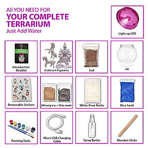 Light-Up Unicorn Terrarium Kit - Birthday Gifts for Kids - STEM Science Kits - Best Toys & Activities Kits Presents - Arts & Crafts Stuff for Little Girls & Boys Age 3 4 5 6 7 8-12 Year Old Girl Gift