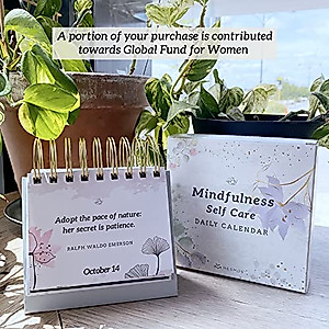 MESMOS Perpetual Desk Calendar with 366 Mindfulness Self Care Quotes, Cute Desk Accessories & Office Decor for Women, Relaxing & Inspirational Gifts for Women, Anxiety Relief Items, Desk Decorations