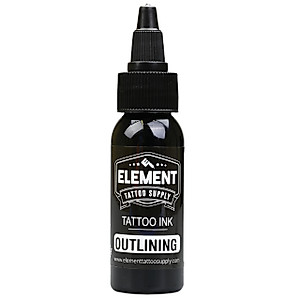 Element Tattoo Supply - Black Tattoo Ink Lining Outline Shading Mixing Ink Blending Solid Tattooing Ink Permanent for Human Skin Professional Vegan Tattoo Ink 1oz Bottle
