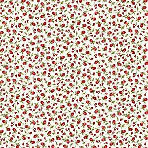 Vintage Rose Red Tiny Cute Roses Cream Cotton Fabric Timeless Treasures BTY