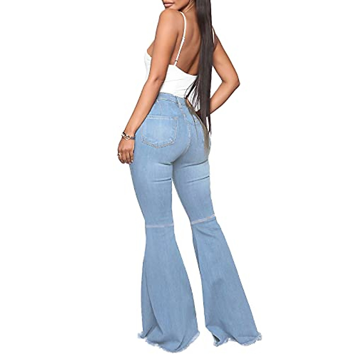 ZERMOM Women's Flare Jeans Mid Rise Bell Bottom Denim Pants