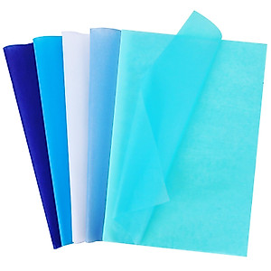 SANNIX 100 Sheets Winter Blue Tissue Paper Wrapping Paper for Gift Bags Hanukkah Christmas Holidays Birthday Baby Shower Party Decoration DIY Crafts Gift Packing 19.7 ×13.8 Inch (5 Colors)