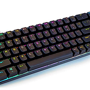 Wscoficey Gaming Office Keyboard RGB Backlight, Portable 68 Keys Ergonomic Design Metal Panel, Blue Switch Floating Key-caps for Windows PC Laptop Desktop