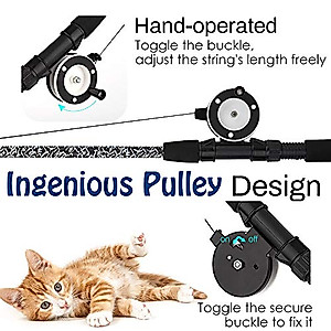 Pawaboo Cat Feather Toys, 4 Pack Interactive Cat feather Teaser Wand Toys, Retractable Fishing Pole Wand Catcher Exerciser with Refill Fish, Dragonfly Worm with Bells, Fun Cat Kitten Kitty Playing Toy