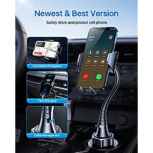 andobil [Newest & Solidest 15in Cup Holder Phone Mount, [Stable & Adjustable] Long Gooseneck Cup Phone Holder for Car Truck [Military-Grade] Fit for iPhone 14 13 12 Pro Max & All Cell Phones