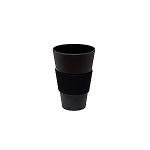 Reusable Coffee Cup Travel Mug Eco-Friendly Bamboo Fibre Silicon Natural 15oz (Black)