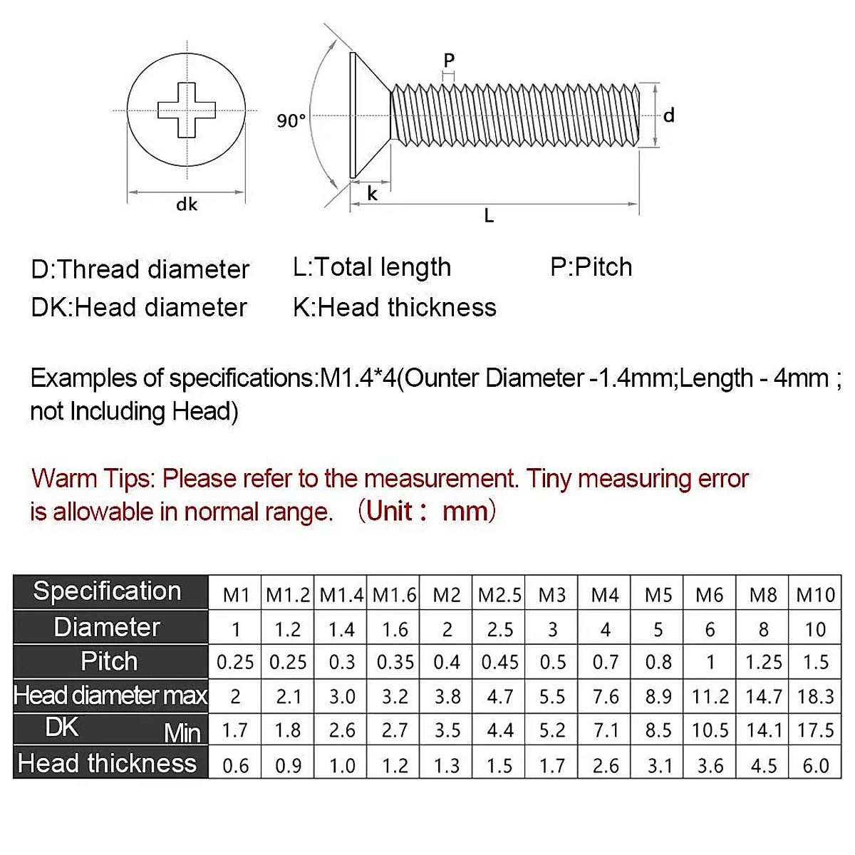 Black Carbon Steel Wood Screws, Electronic Screws Phillips Flat Head Micro Screws for Glasses Laptop Notebook Computer Bolt M2 M2.5 M3 (M3*4mm，200 pcs)