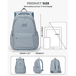 Lightweight School Backpack for Women Men, Laptop Travel Casual Daypack College Secondary School Bags Bookbag for Teenage Girls Boys, Blue