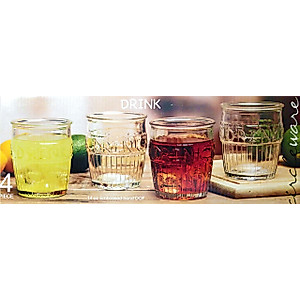 Set of 4 Circleware Clear Glass 14 oz Embossed Drink Glasses (Set of 4)