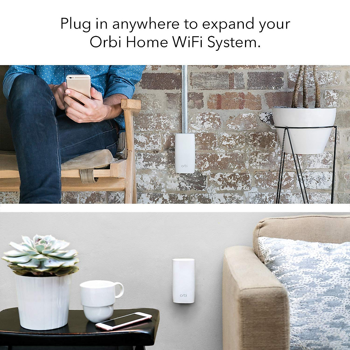 NETGEAR Orbi Wall-Plug Whole Home Mesh WiFi Satellite Extender - works with your Orbi router to add 1,500 sq. feet of coverage at speeds up to 2.2 Gbps, AC2200 (RBW30) (Renewed)