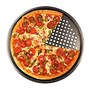 FVLFIL enenfeifei Pizza Pans With Holes 12 Inch Bottom in Diameter Pizza Pan Dishwasher Safe Perfect Results Premium Non-Stick Bakeware Pizza Crisper Pans (1 Pack)