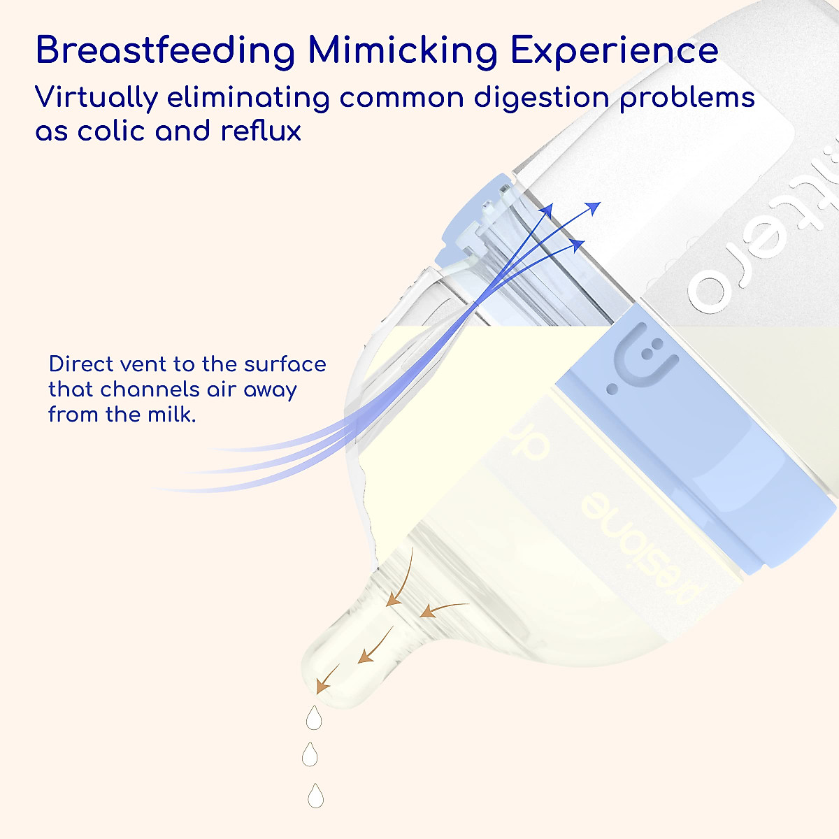 INTTERO 9oz Blue Formula Dispenser Anti-Colic Baby Bottles - 2 Pack/Medium Flow (Cute Blue) — Everyday Baby Essential — Formula Bottle — Biberones para Formula — PopYummy Mixie — Easy Baby Brezz