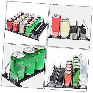 YARNOW Drink Manager Beverage Shelf Glide Bottle Can Organizer Pull Out Cabinet Shelf Plastic Organizer Vending Machine Plastic Cart Slide Out Drink Shelves Shelf Drink Pusher Black