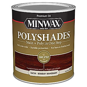 1 qt Minwax 61380 Bombay Mahogany PolyShades Wood Stain And Polyurethane Satin