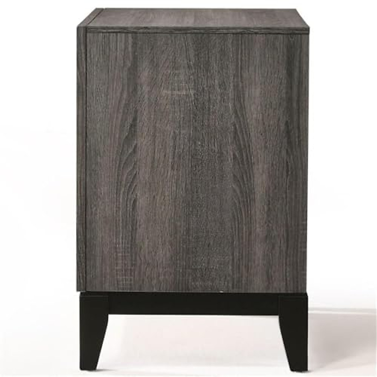 Acme Valdemar Metal and Wood 2-Drawers Nightstand in Weathered Gray
