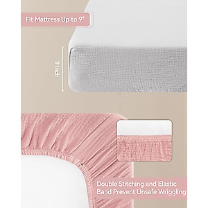 Muslin Crib Sheets, 100% Cotton Baby Crib Sheets for Standard Crib Mattress & Toddler Bed Mattress (52"x 28"), Ultra Soft & Breathable Baby Sheets, 2 Pack