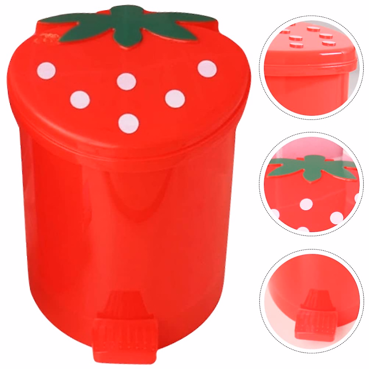 CALLARON Desktop Trash Can Bedroom Garbage Can Cutecore Countertop Trash Cans Trash Recycling Containers Kids Wastebasket Kawaii Table Top Trash Can Office Plastic Compost Bin Strawberry