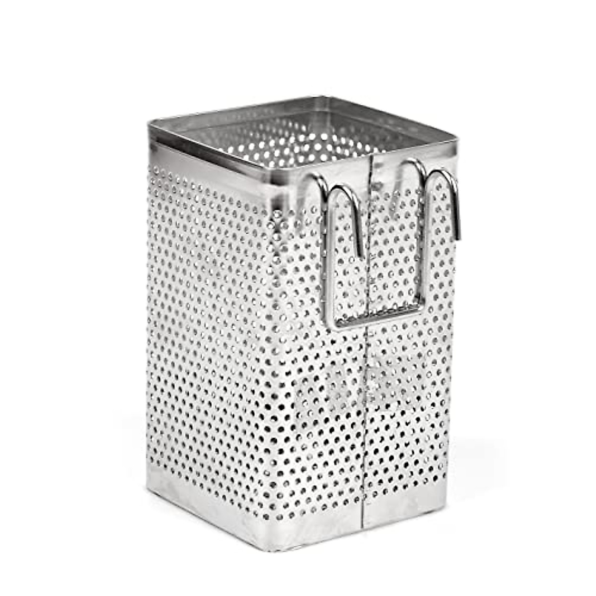 LENITH Kitchen Utensil Chopsticks Perforated Holder with Hooks - Stainless Steel Storage for Organizer Dishwasher Safe (Small Square)