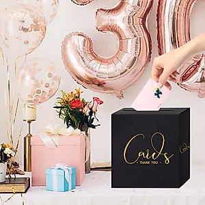 Gift Card Box with Gold Foil Design for Birthdays, Weddings, Showers, Graduations, Anniversaries, Retirements Gift Cards (Black and Gold)