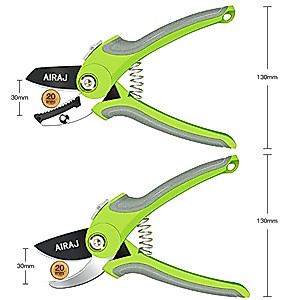 AIRAJ 2 Pack Steel Pruning Shears Set for Gardening,Professional SK-5 Steel Blade Sharp Anvil/Bypass Garden Shears Small-Perfectly Cutting Through Anything in Your Yard（Garden tool）