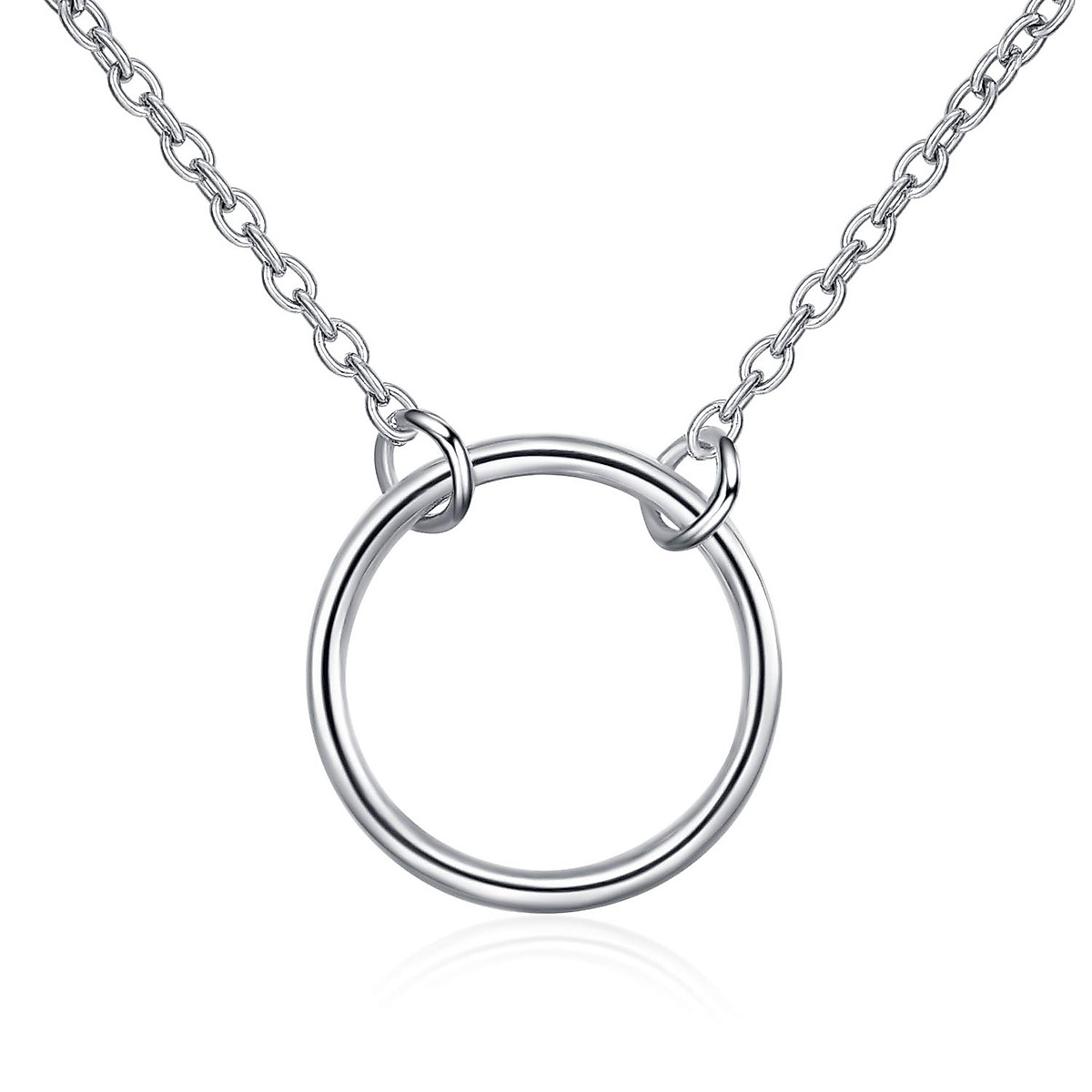 YFN Circle Necklace Sterling Silver Karma Pendant Necklace Open Circle Necklace for Women Jewelry
