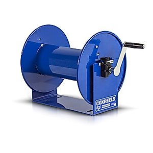 Coxreels 112-3-100 Hand Crank Hose Reel | Spool for Coiling Hoses and Cables | Rotating Storage Reel with Hand Crank | Steel Hose Reel | Fits 3/8'' x 100' Hose | 12” x 18.25” x 13”