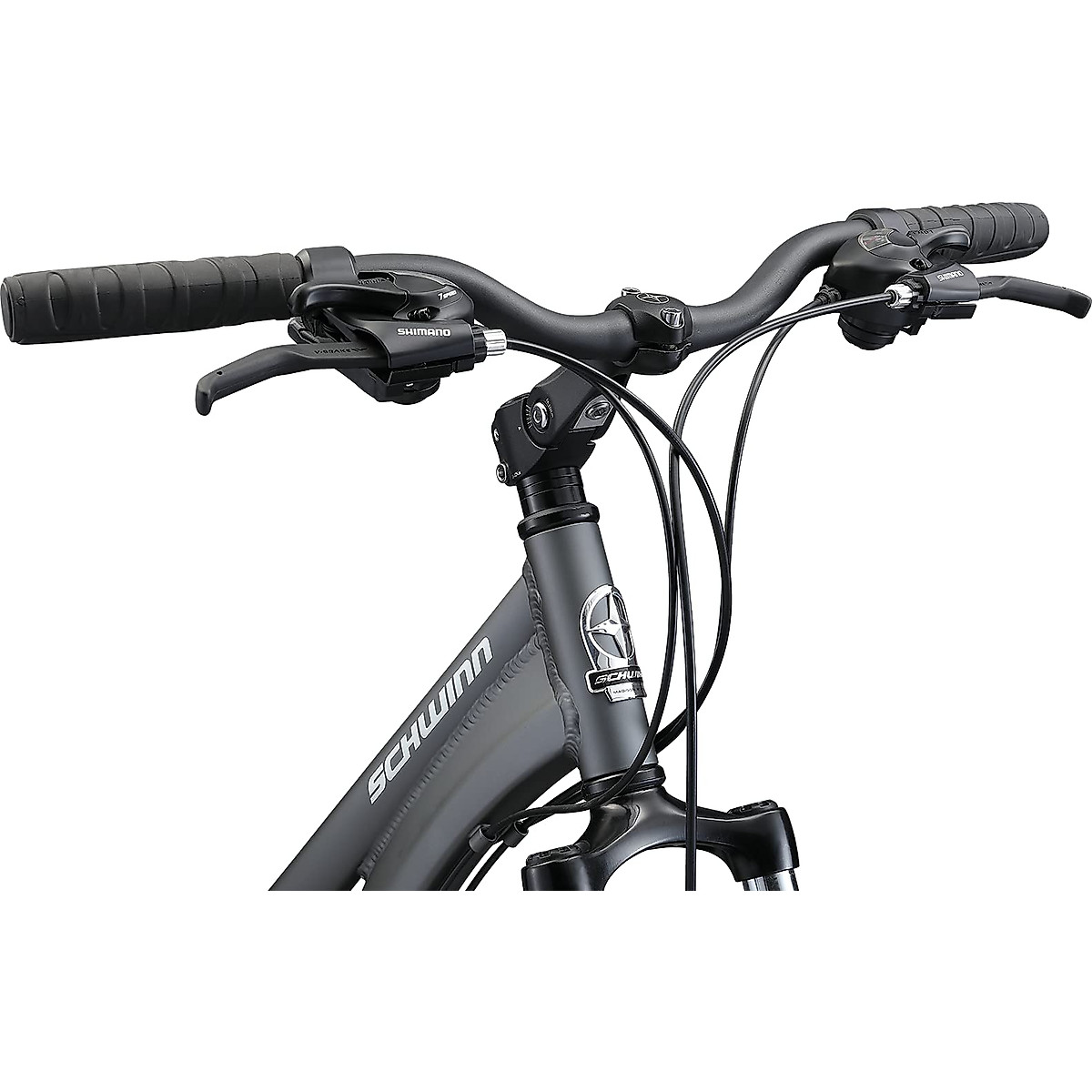 Schwinn Discover 2 Adult Hybrid Bike for Men and Women, 700c Wheels, 21-Speeds, 15-Inch Frame, Front and Rear Fenders, Rear Cargo Rack, Matte Grey