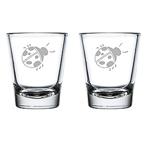 MIP Set of 2 Shot Glasses 1.75oz Shot Glass Ladybug