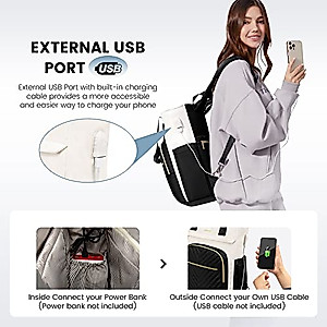 LOVEVOOK Laptop Backpack Purse for Women, Wide Top Open Teacher Nurse Tote Bag, 15.6 Inch Work Laptop Bag with USB Port,Business Travel Computer Backpack
