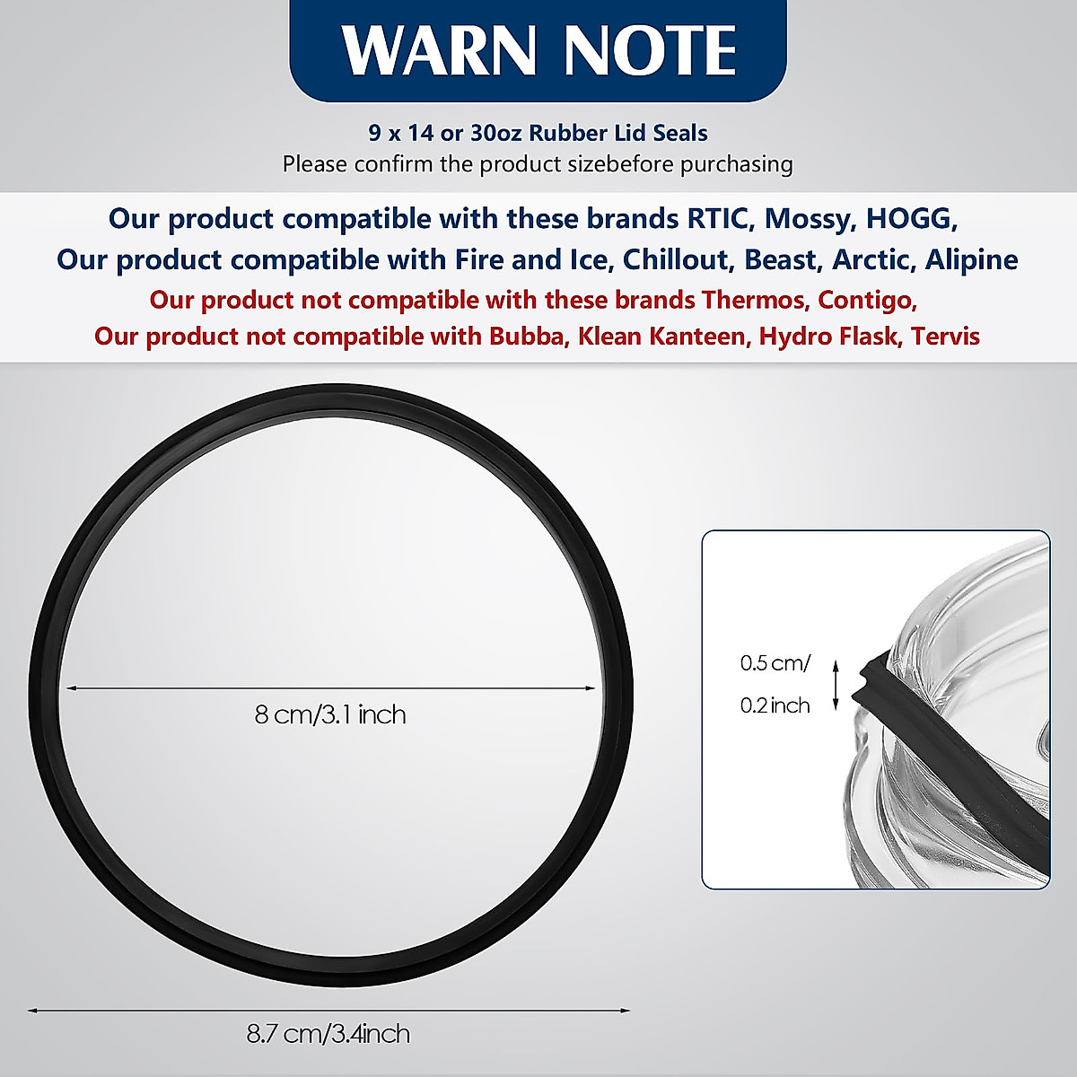 Patelai 30 oz Replacement Rubber Lid Seals Compatible Seals Lid Gaskets for 30 Oz Insulated Stainless Steel Tumblers Compatible with RTIC Atlin, Randomly Shipped in Oval and Round (Black,9 Pieces)